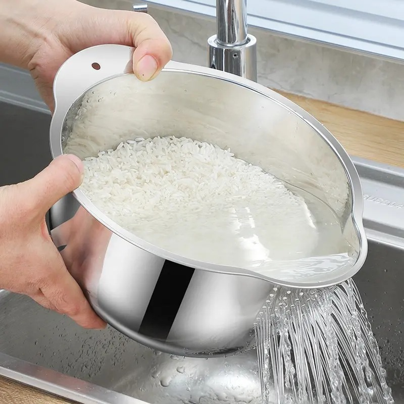 Stainless Steel Washing Bowl Strainer With Side Drainer - Rivon Online Shop